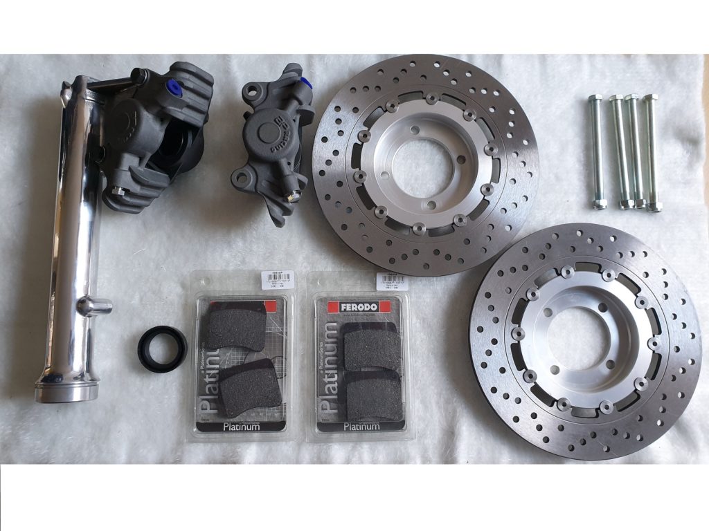 TWIN DISC KIT WITH ALLOY CALIPERS & DISCS T120V TR7 T140 T150V T160 ...